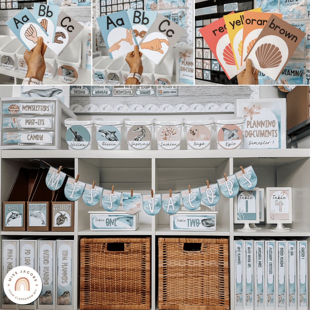 Modern Ocean Classroom Decor - Sandy Neutral Tones - Miss Jacobs
