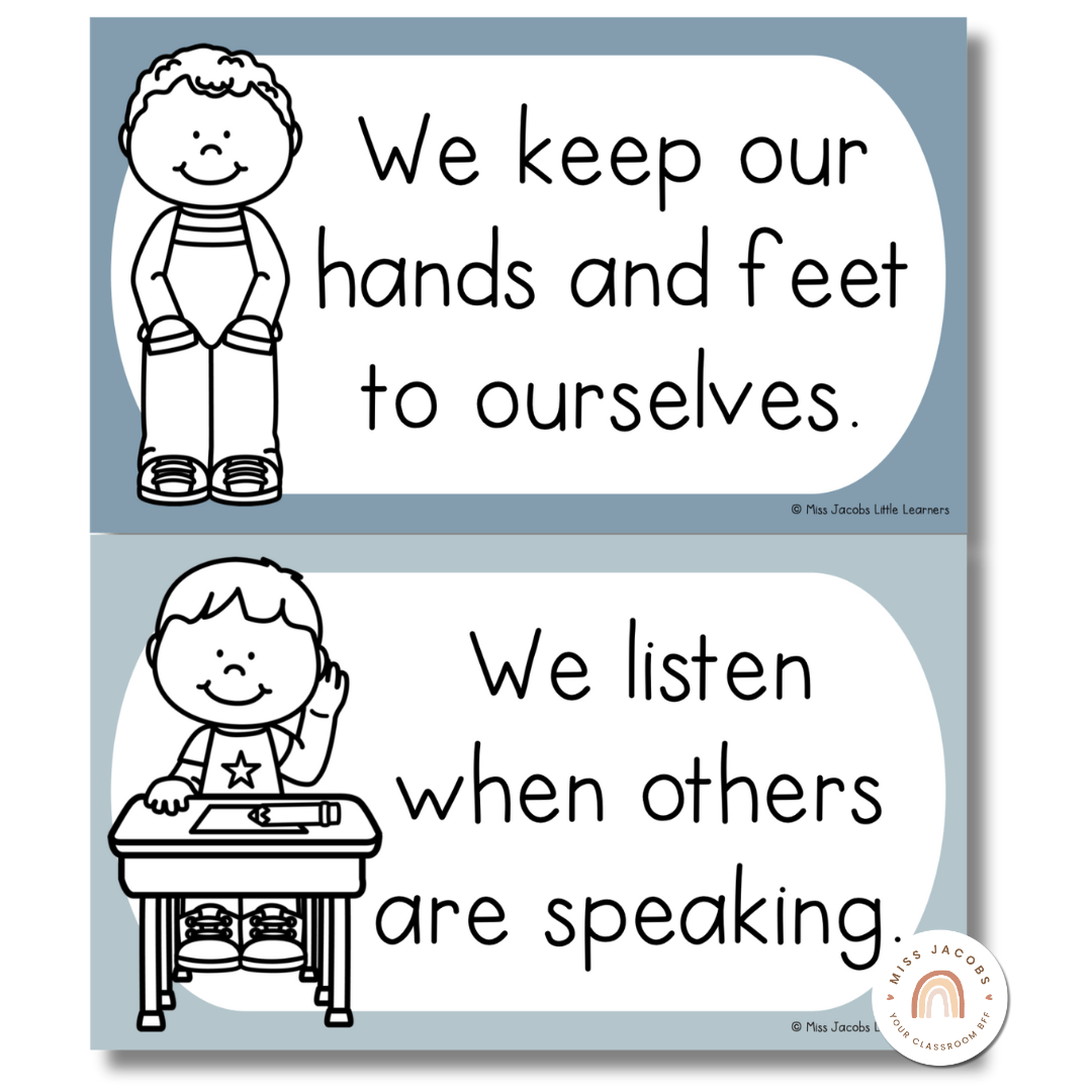 Classroom Rules and Expectations Posters - Modern Ocean Theme