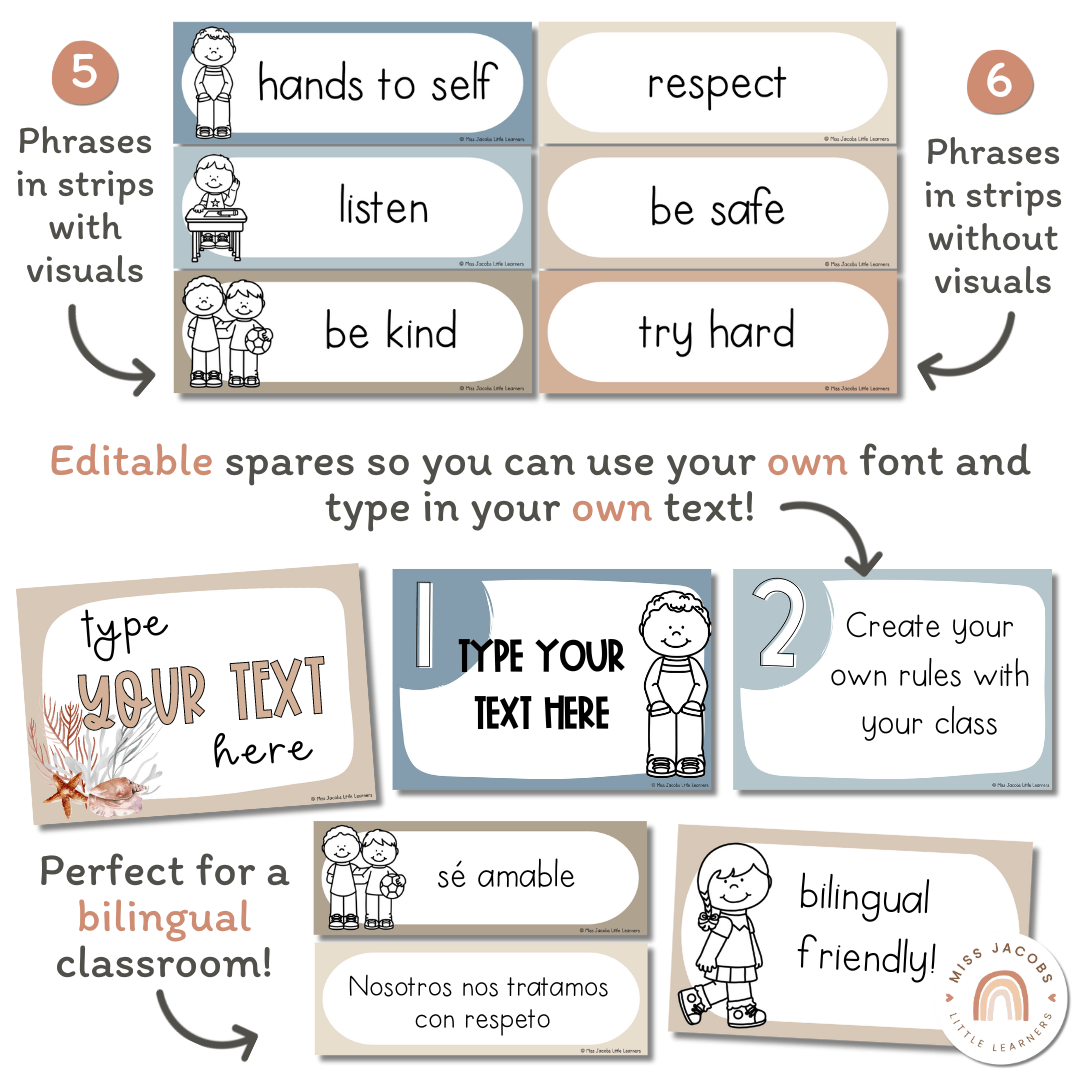 Classroom Rules and Expectations Posters - Modern Ocean Theme
