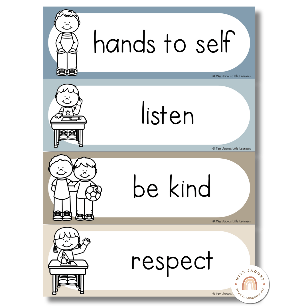 Classroom Rules and Expectations Posters - Modern Ocean Theme