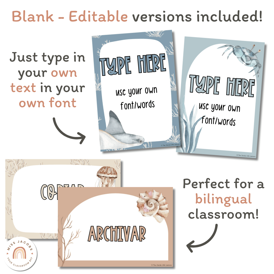Editable Classroom Posters Templates - Modern Ocean Theme