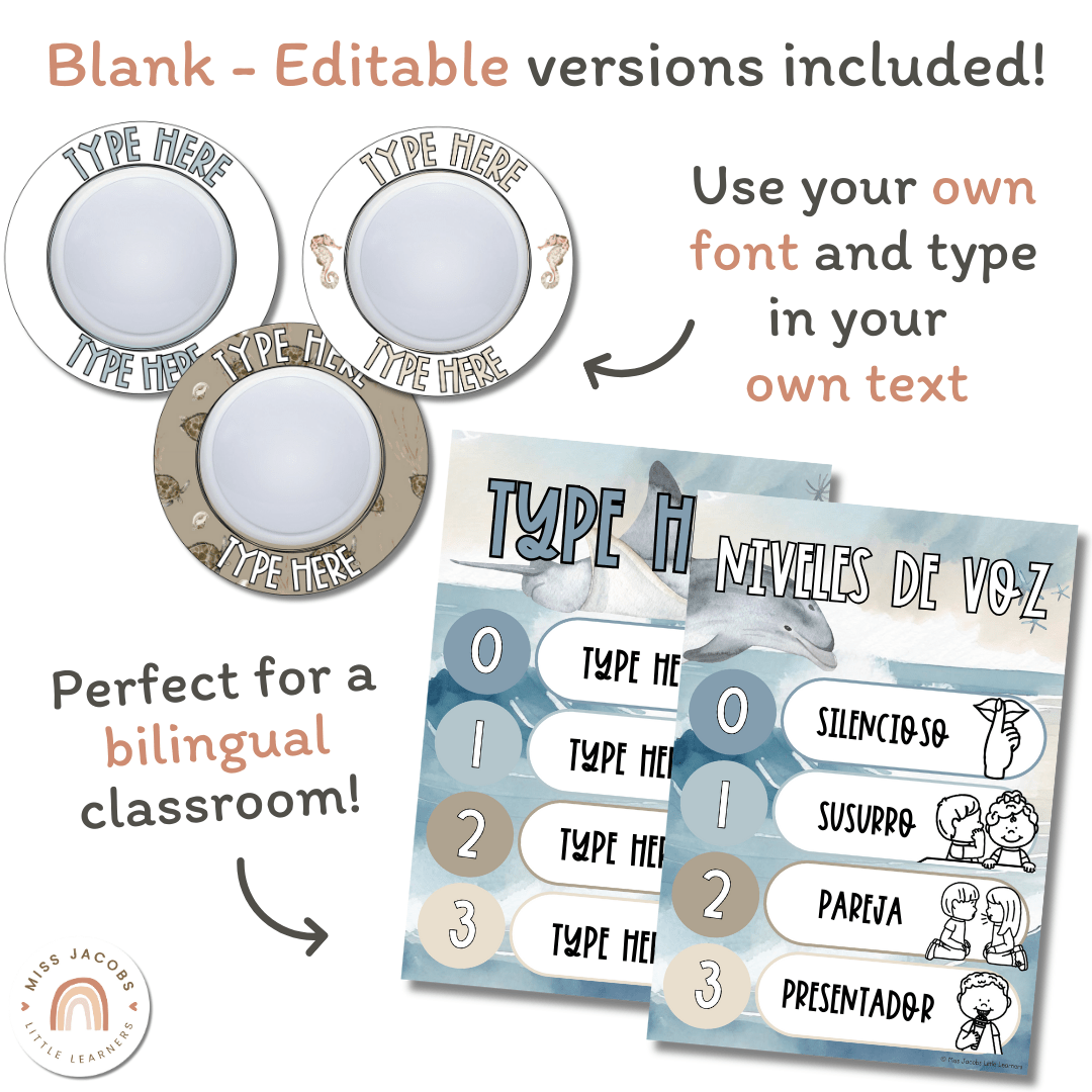 Voice Levels Chart - Modern Ocean Classroom Decor - Default Title