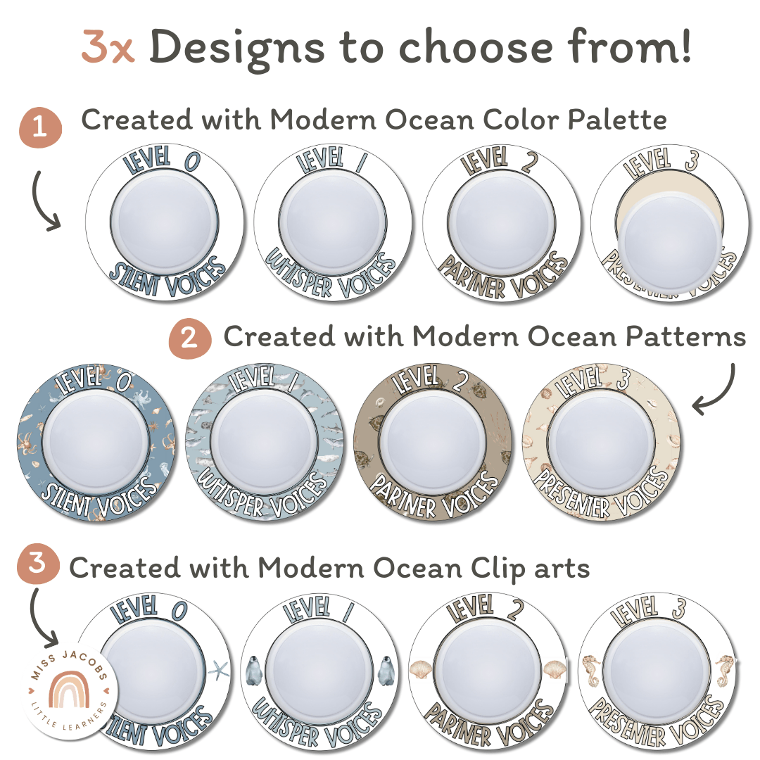 Voice Levels Chart - Modern Ocean Classroom Decor - Default Title