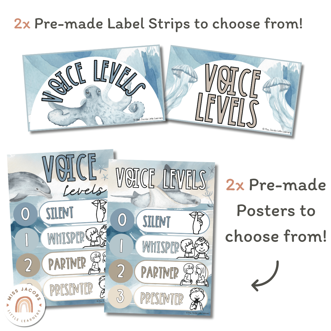 Voice Levels Chart - Modern Ocean Classroom Decor - Default Title