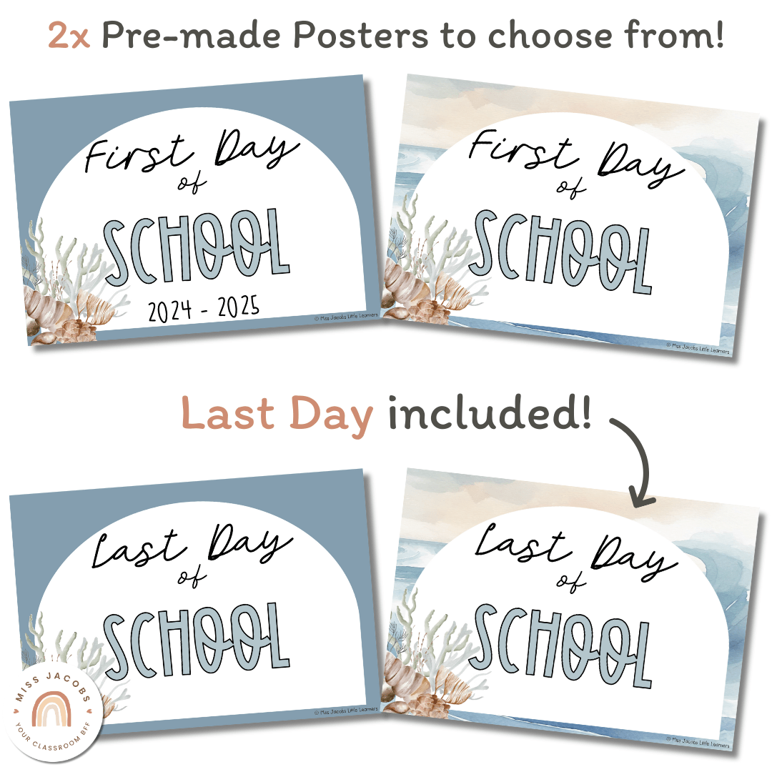 Modern Ocean First and Last Day of School Posters - Miss Jacobs Little ...
