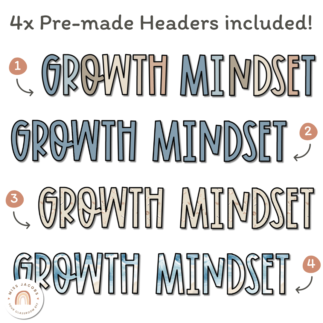Growth Mindset Posters - Modern Ocean Classroom Decor
