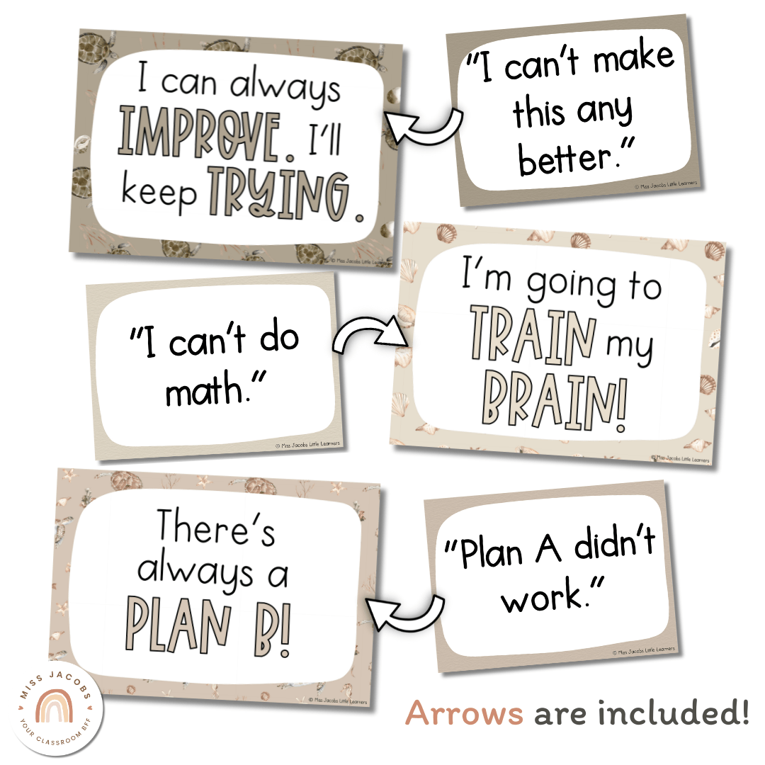 Growth Mindset Posters - Modern Ocean Classroom Decor