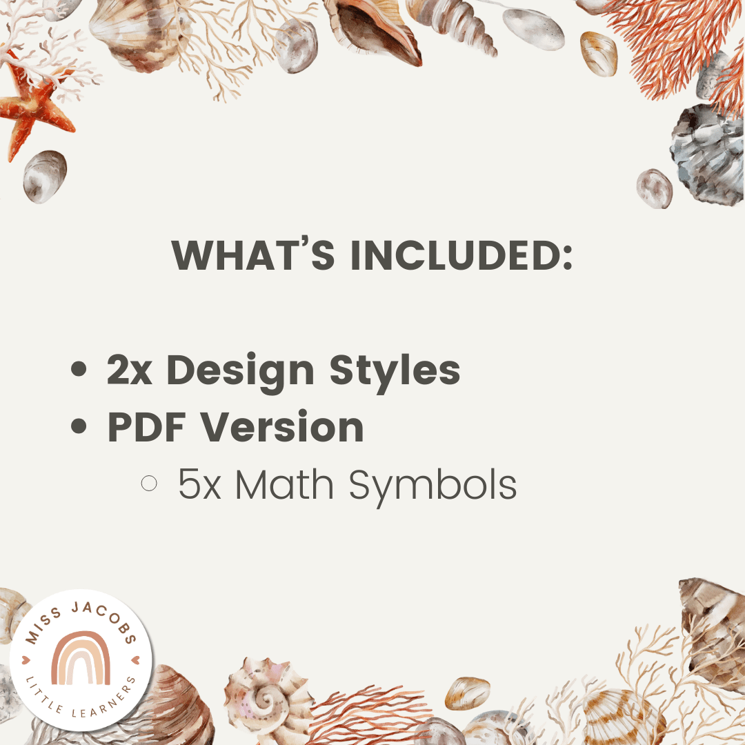 Large Math Symbols - Modern Ocean Classroom Decor