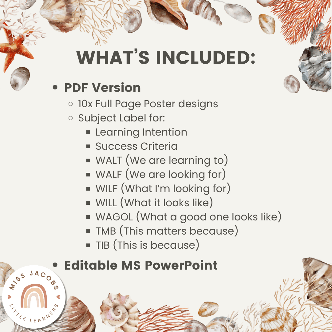 Learning Intention and Success Criteria Display - Modern Ocean