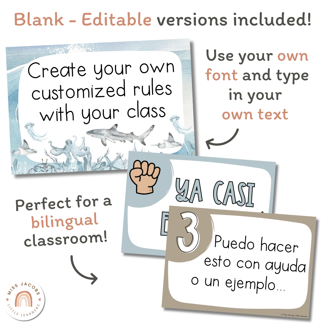 Levels of Understanding Posters - Modern Ocean Classroom Decor