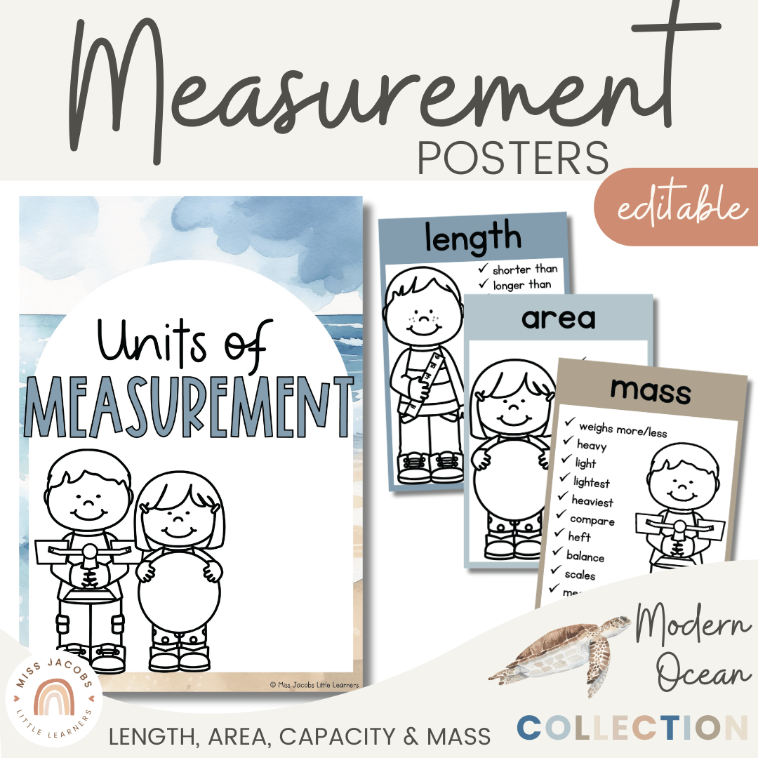 Measurement Posters - Modern Ocean Classroom Decor