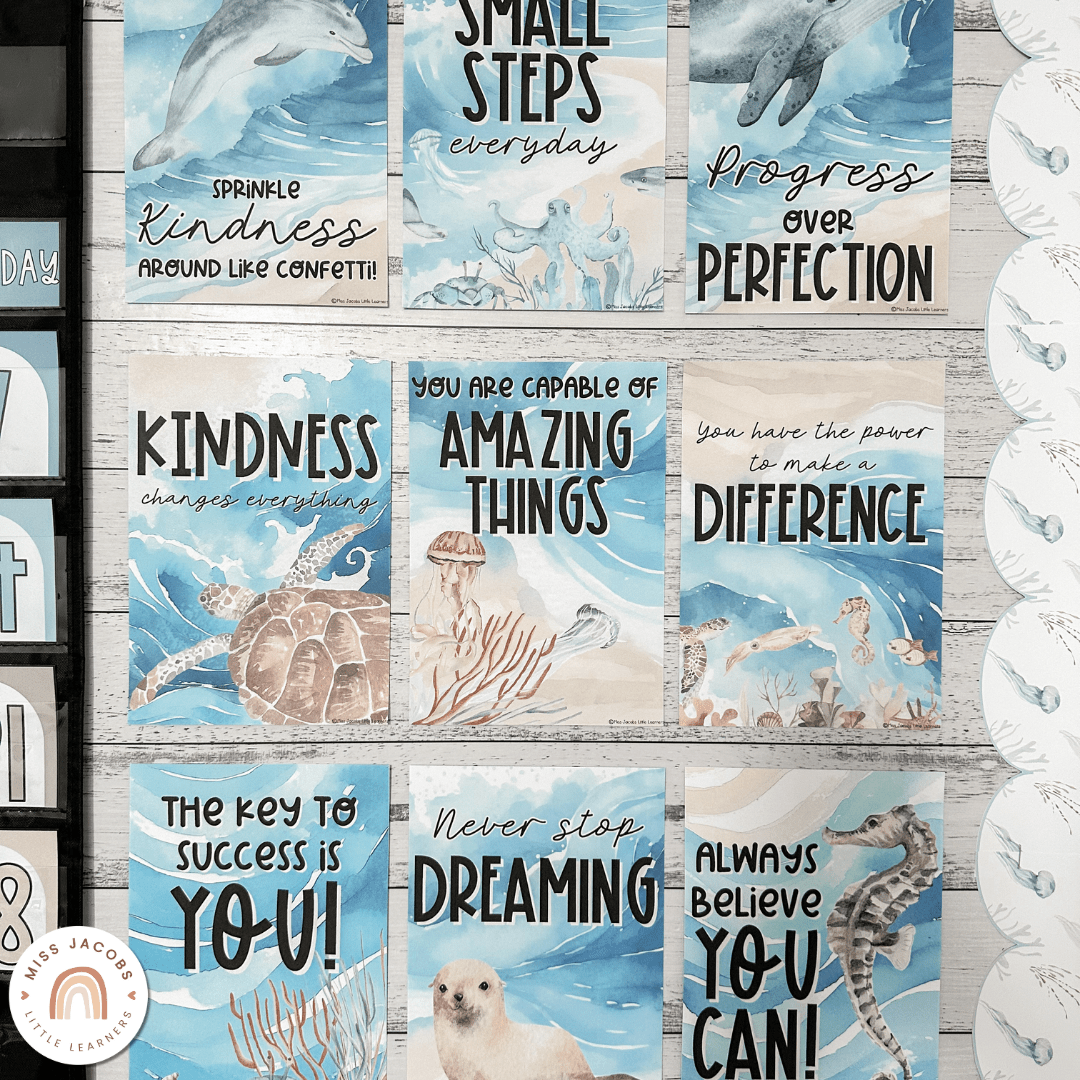 Inspirational Classroom Posters - Modern Ocean Classroom Decor