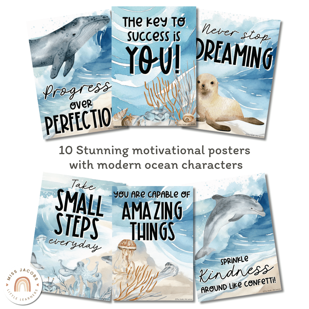 Inspirational Classroom Posters - Modern Ocean Classroom Decor