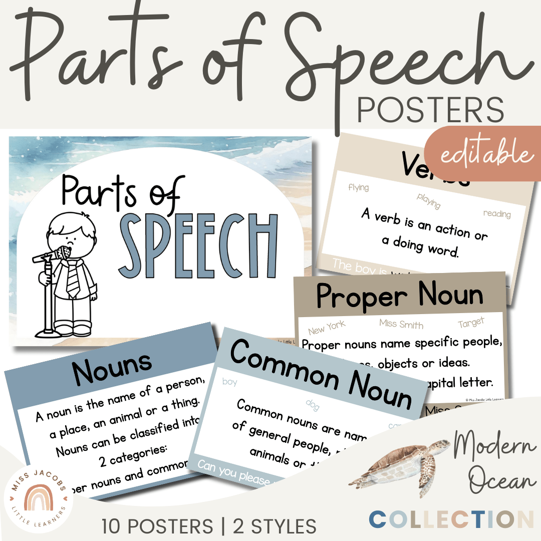 Modern Ocean Parts of Speech Posters - Default Title - Miss Jacobs ...