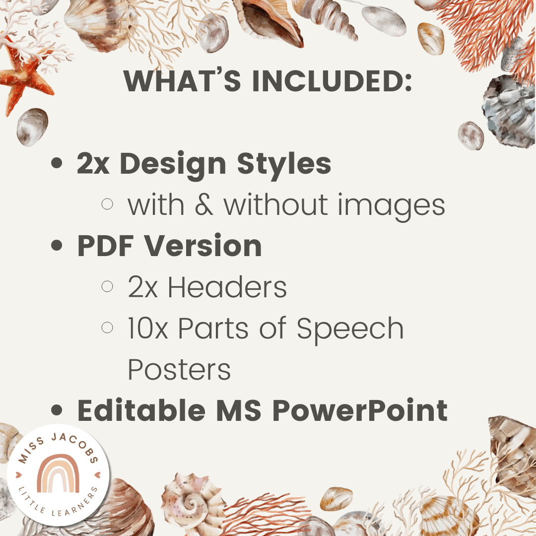 Modern Ocean Parts of Speech Posters - Default Title - Miss Jacobs ...