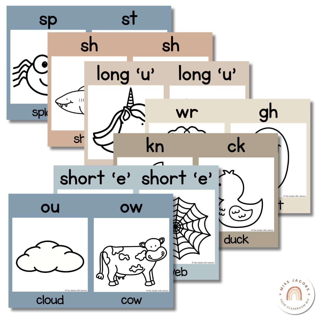 Modern Ocean Phonics Posters - Default Title - Miss Jacobs Little Learners