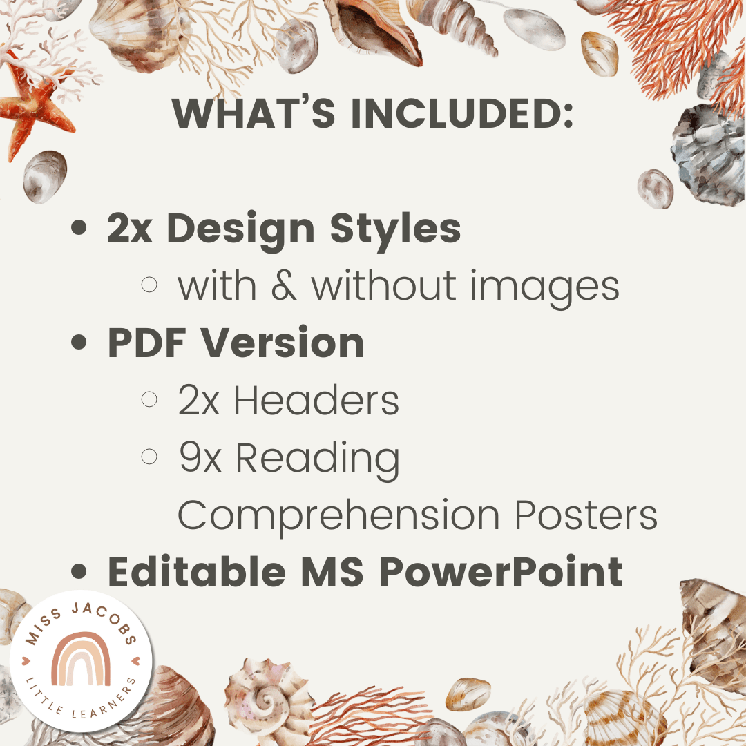 Reading Comprehension Strategies Posters - Modern Ocean Theme