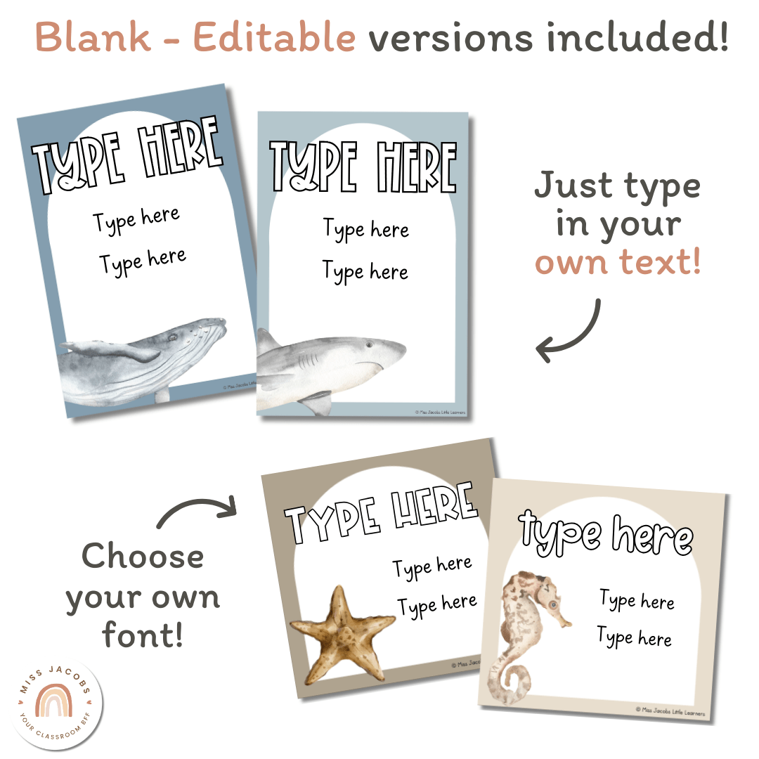 Reading Group Organizers & Labels - Modern Ocean Classroom Decor