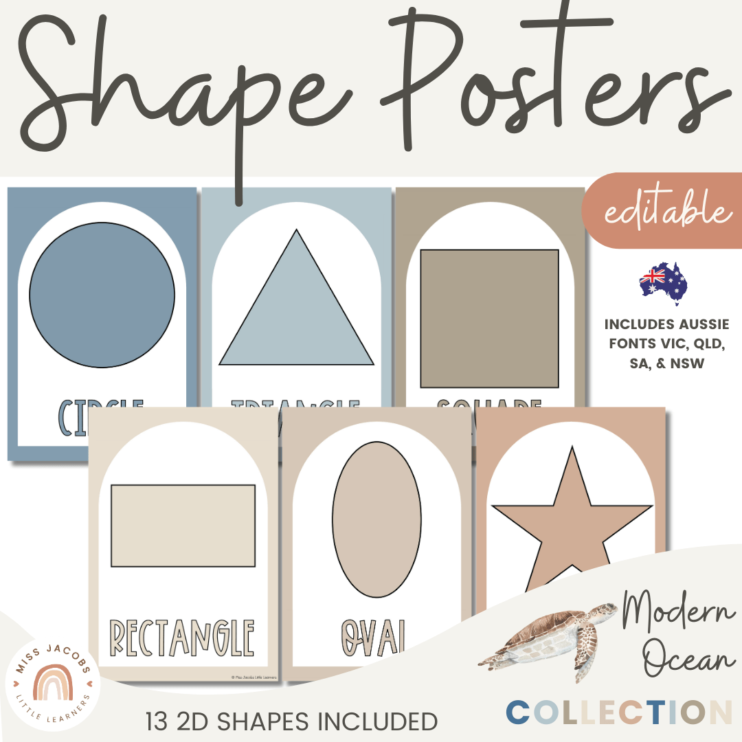 Modern Ocean Shape Posters - Miss Jacobs Little Learners