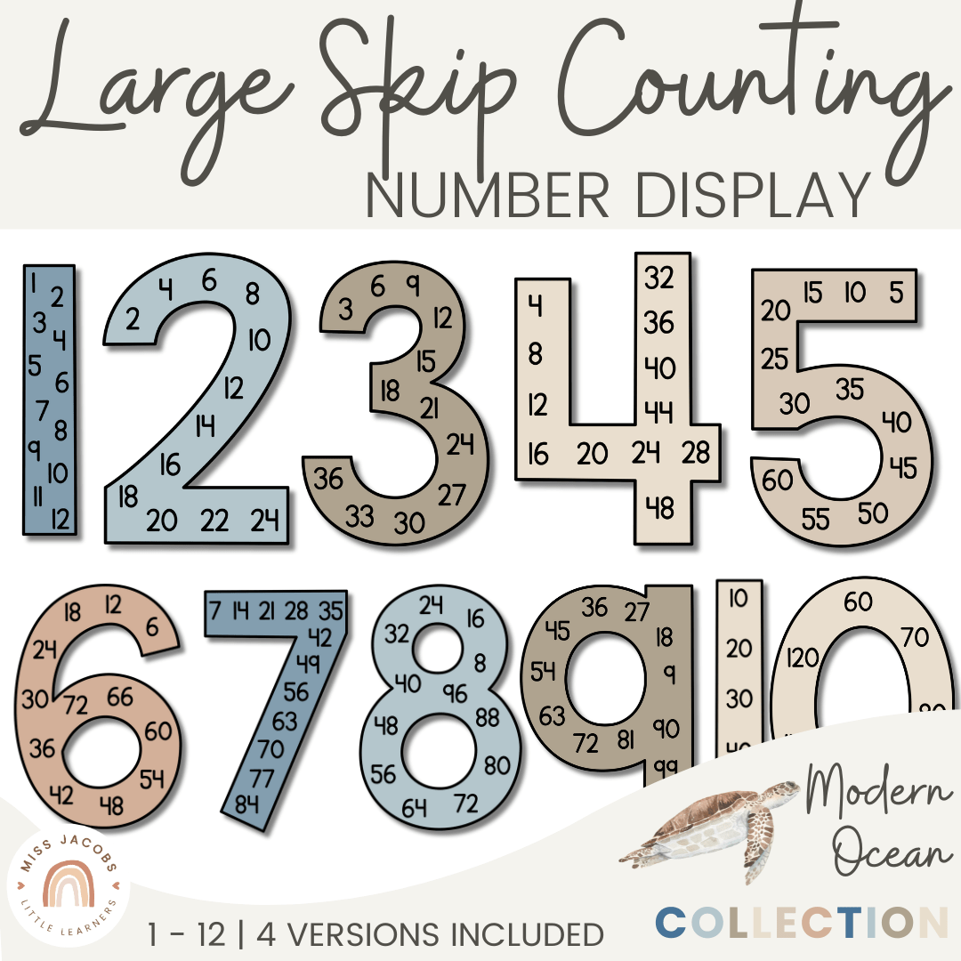 Skip Counting Large Number Display - Modern Ocean Classroom Decor