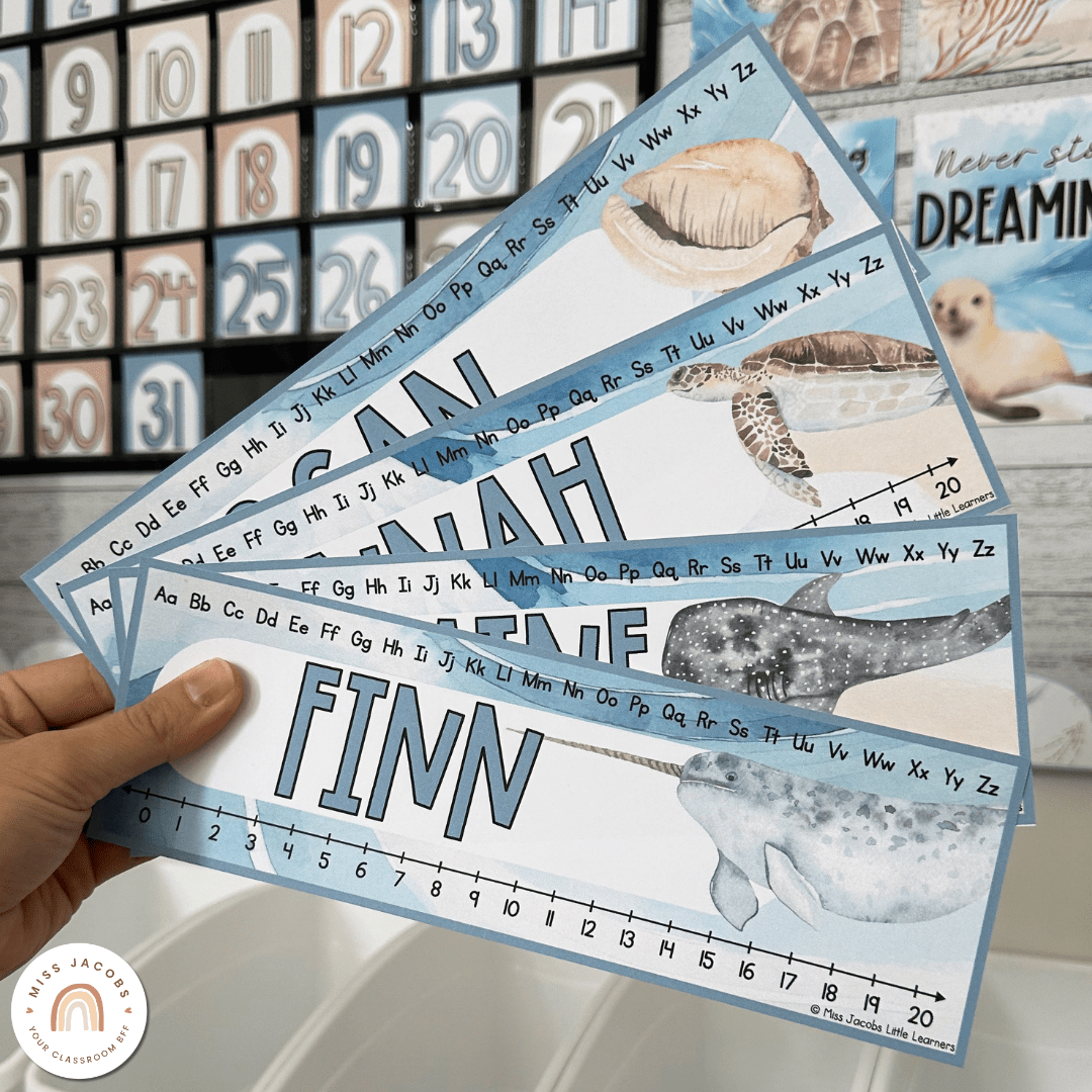 Student Desk Name Plates - Modern Ocean Classroom Decor