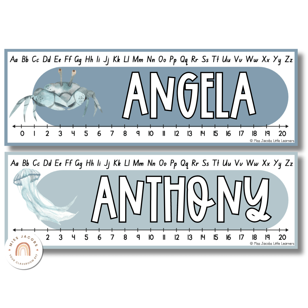 Student Desk Name Plates - Modern Ocean Classroom Decor