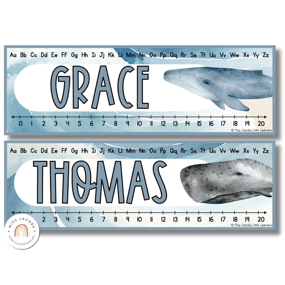 Student Desk Name Plates - Modern Ocean Classroom Decor