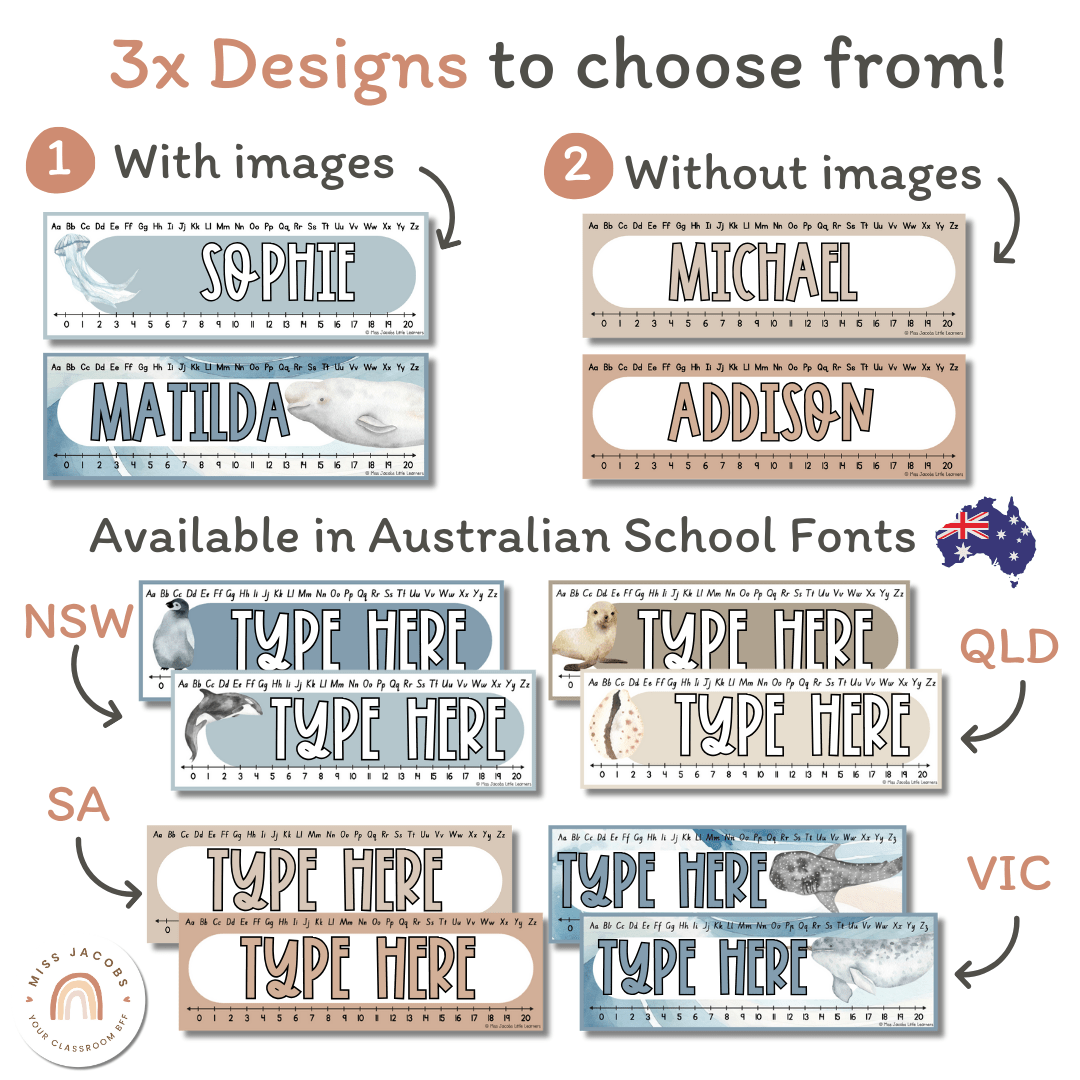 Modern Ocean Student Desk Plates and Supply Labels - Miss Jacobs Little ...