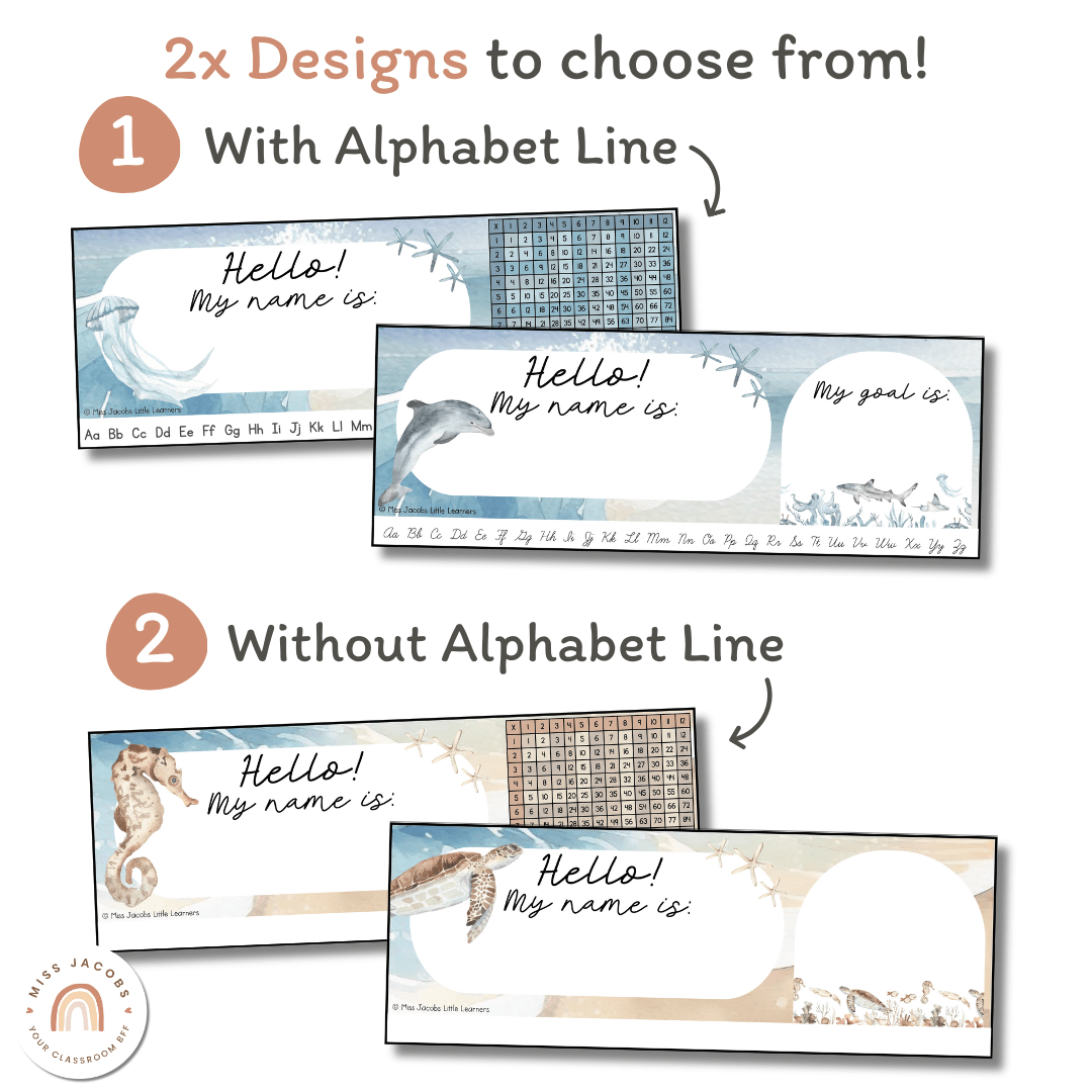 Modern Ocean Student Name Tags and Goals Desk Plates - Default Title ...