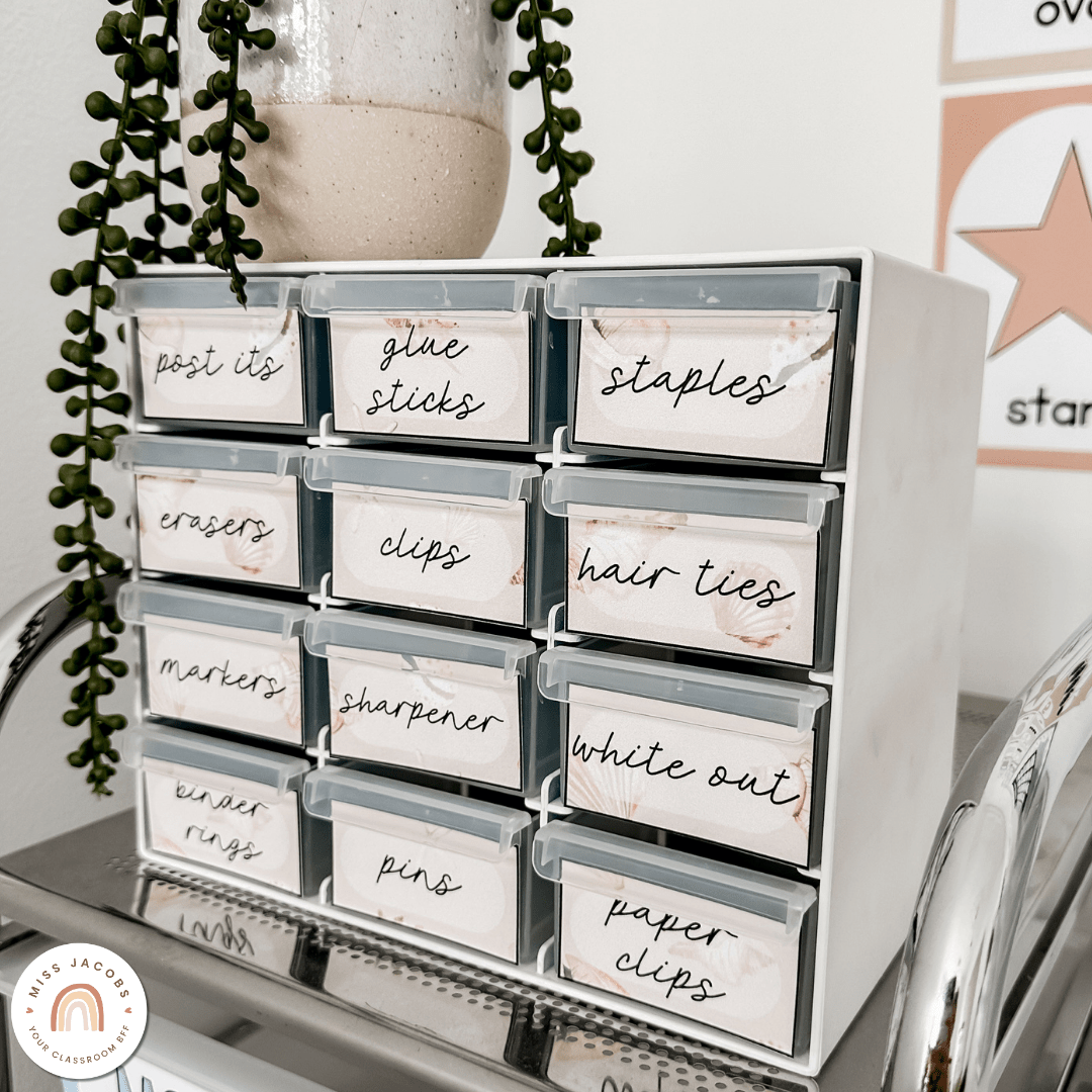 Teacher Toolbox Labels - Modern Ocean Classroom Decor