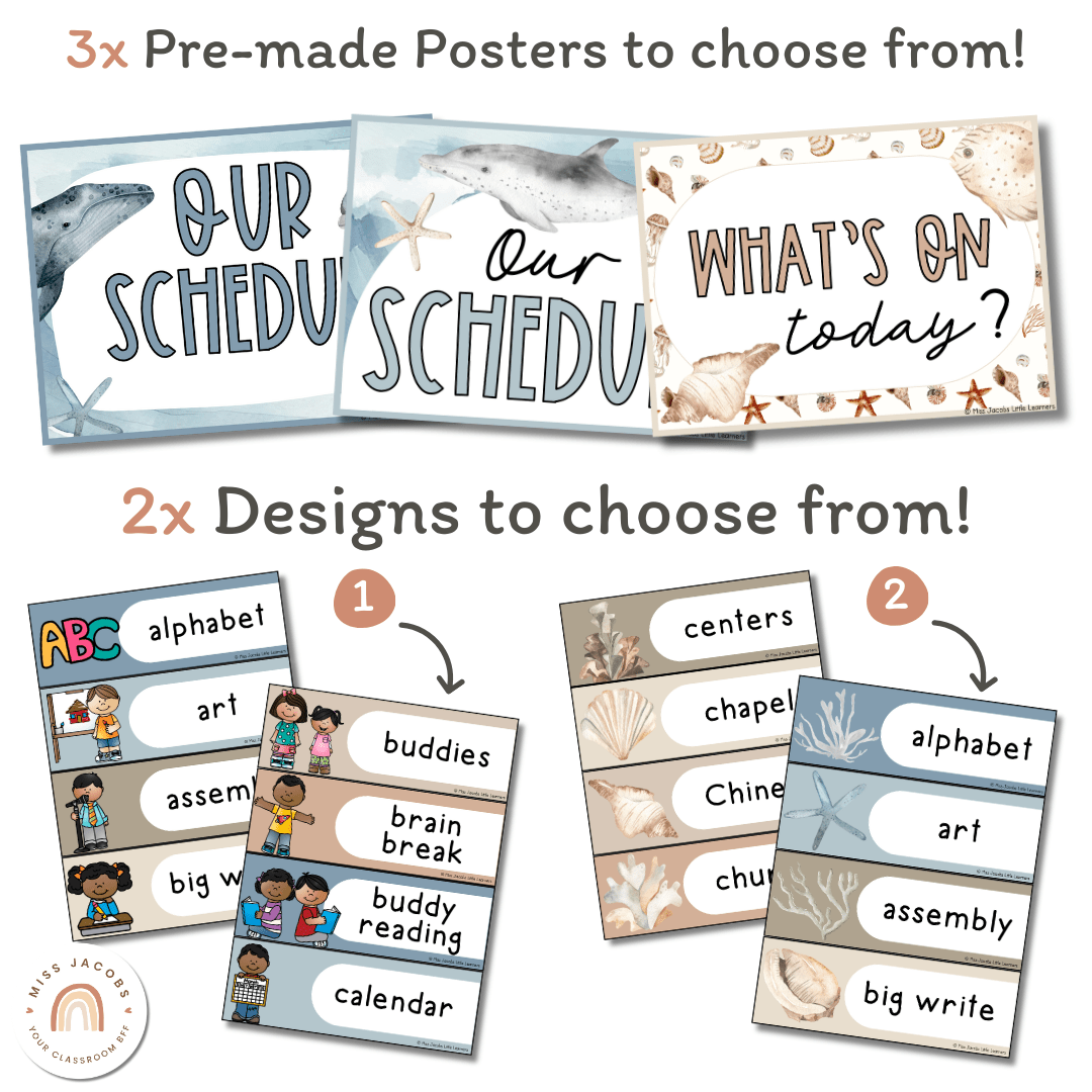 Visual Timetable Daily Schedule - Modern Ocean Classroom Decor