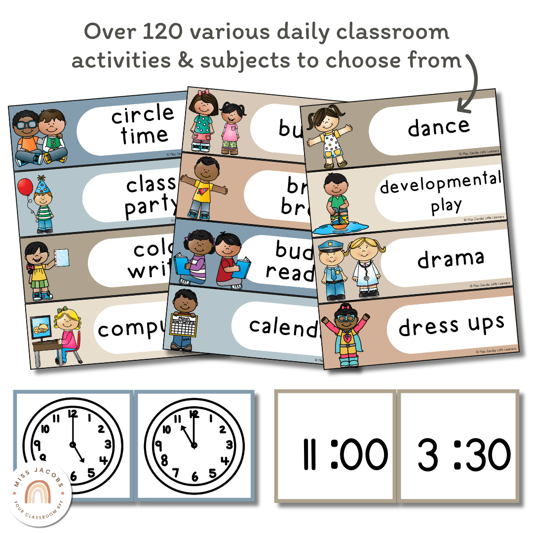 Visual Timetable Daily Schedule - Modern Ocean Classroom Decor