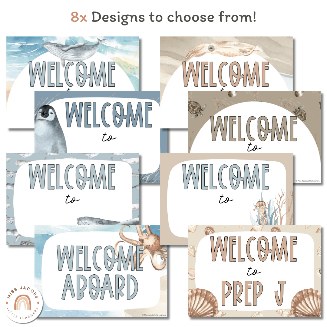 Welcome Sign - Modern Ocean Classroom Decor