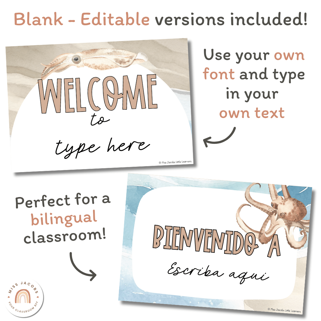Welcome Sign - Modern Ocean Classroom Decor