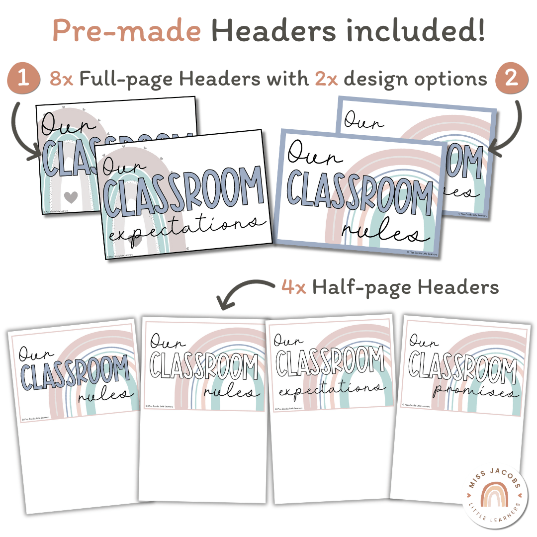 Modern Rainbow Classroom Rules Posters