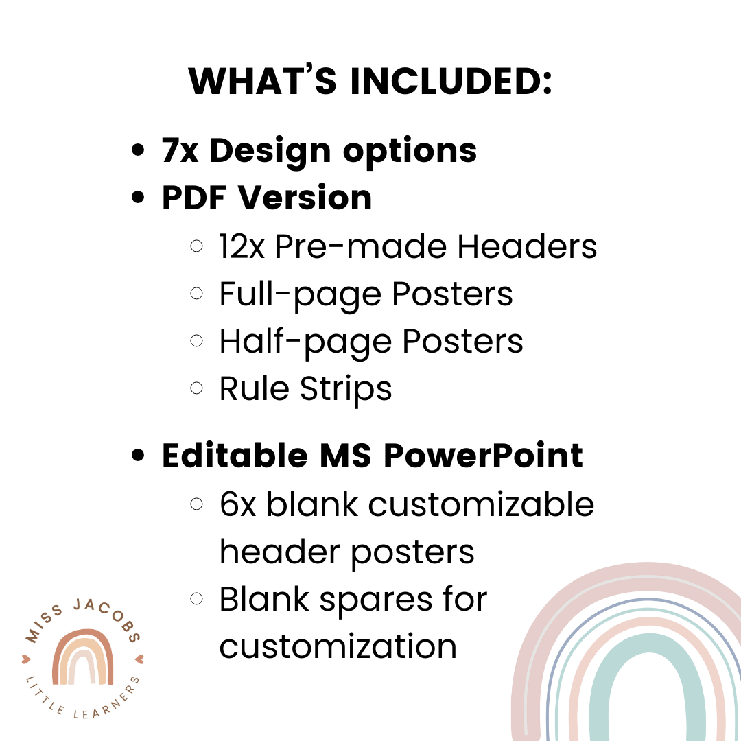 Modern Rainbow Classroom Rules Posters