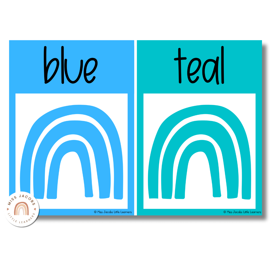 Color Posters - Boho Rainbow Neutrals Classroom Theme - Miss Jacobs