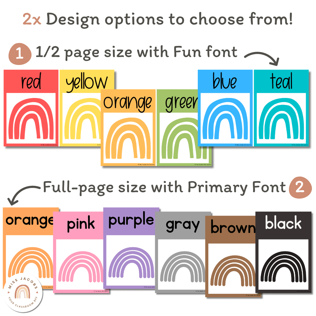 Color Posters - Boho Rainbow Neutrals Classroom Theme - Miss Jacobs