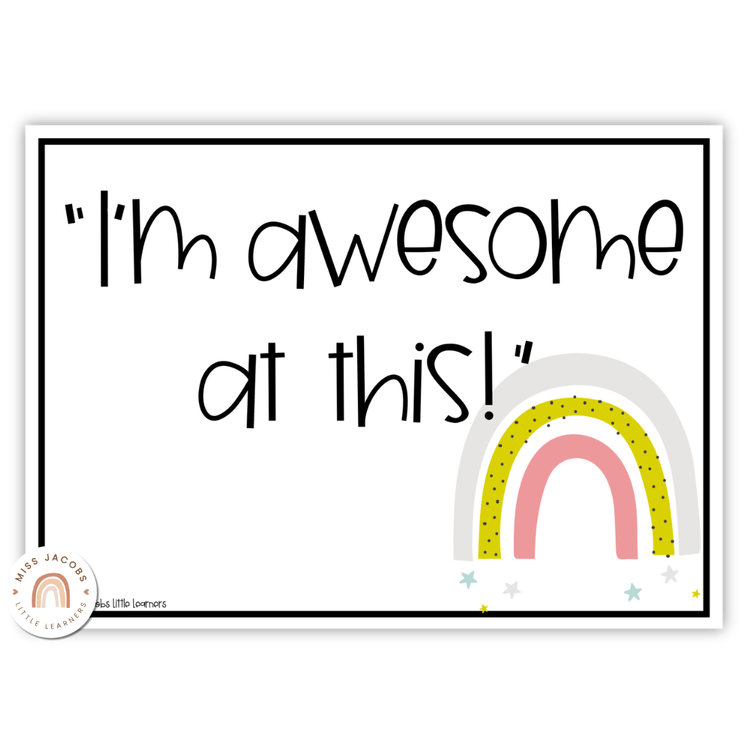 Growth Mindset Posters - Rainbow Calm Colors Decor