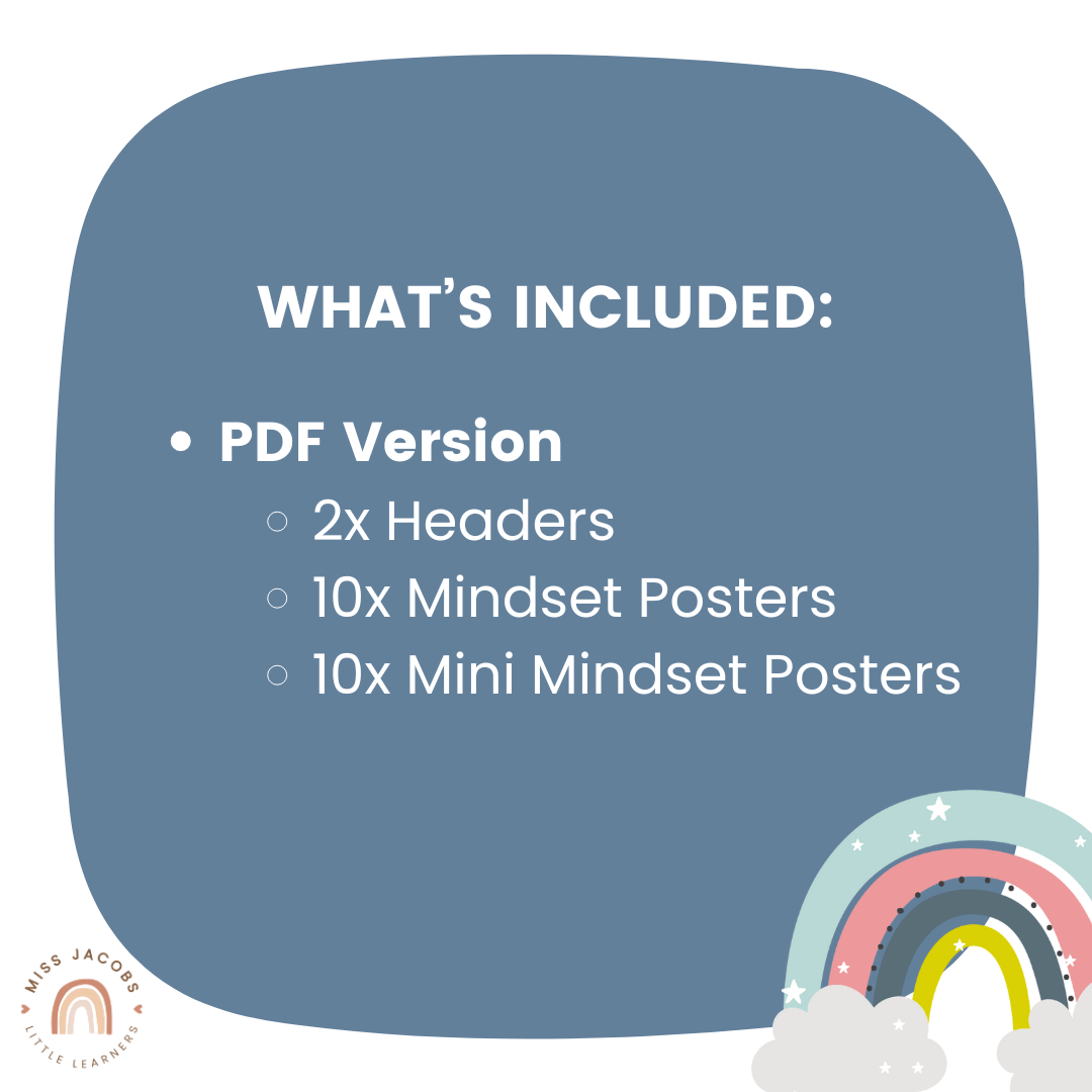 Growth Mindset Posters - Rainbow Calm Colors Decor