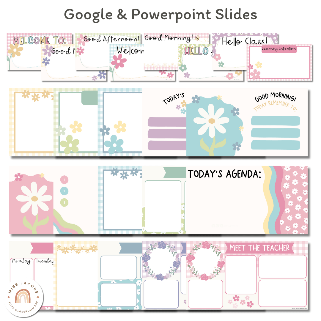 Google Morning Slides & PowerPoint Templates - Daisy Gingham Pastels
