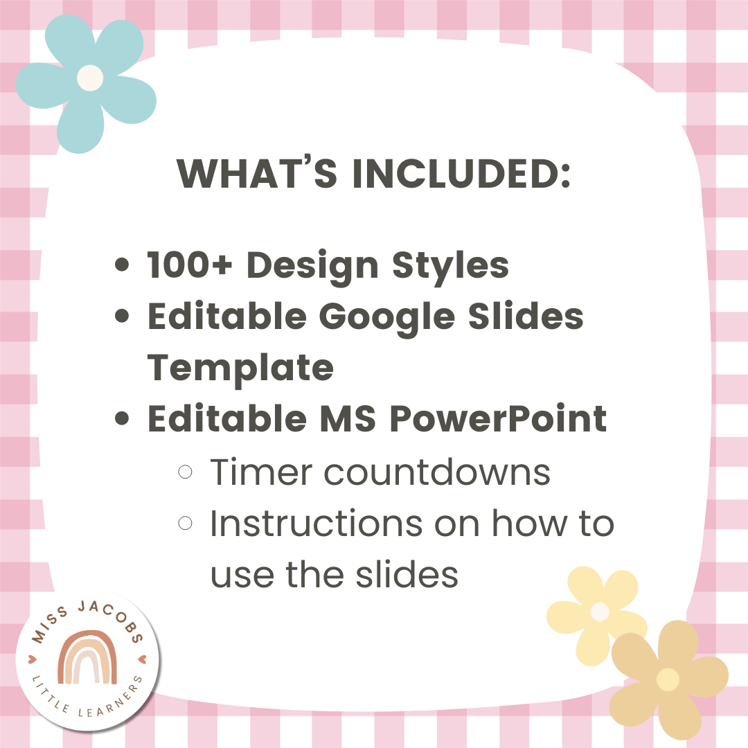 Google Morning Slides & PowerPoint Templates - Daisy Gingham Pastels