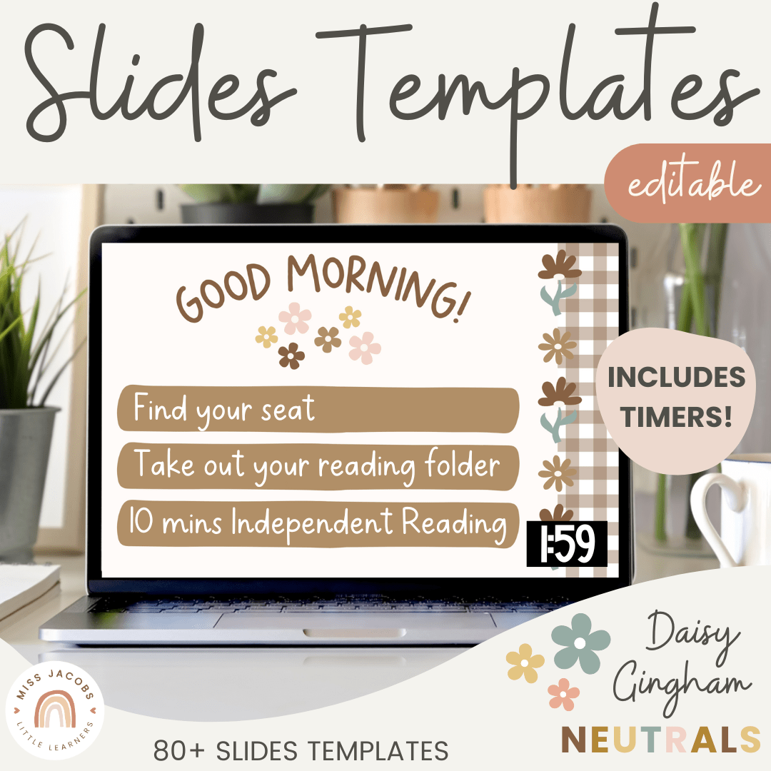 Google Morning Slides & PowerPoint Templates - Daisy Gingham Neutrals