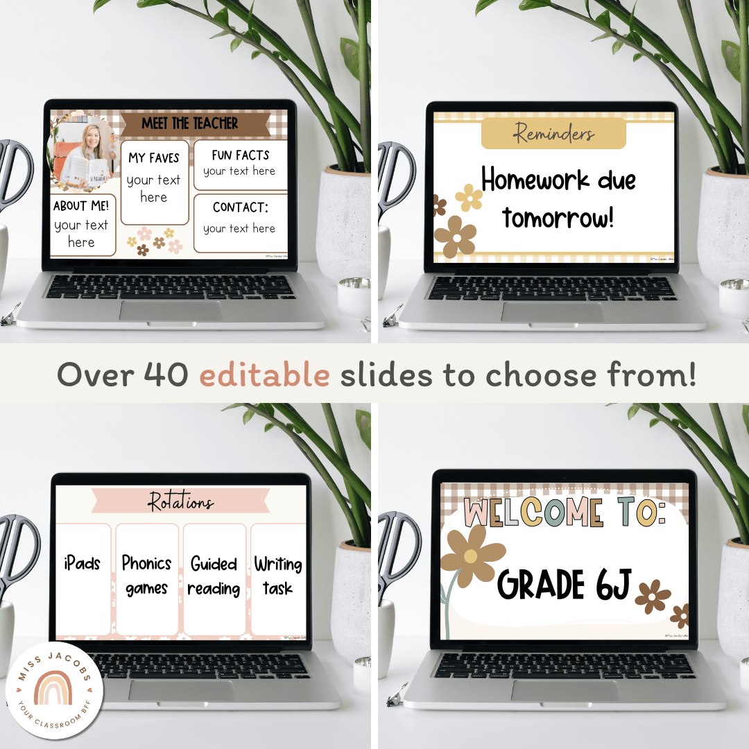 Google Morning Slides & PowerPoint Templates - Daisy Gingham Neutrals