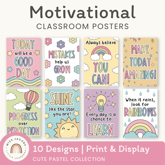 Motivational Classroom Posters - Cute Pastel Theme - Miss Jacobs – Miss ...