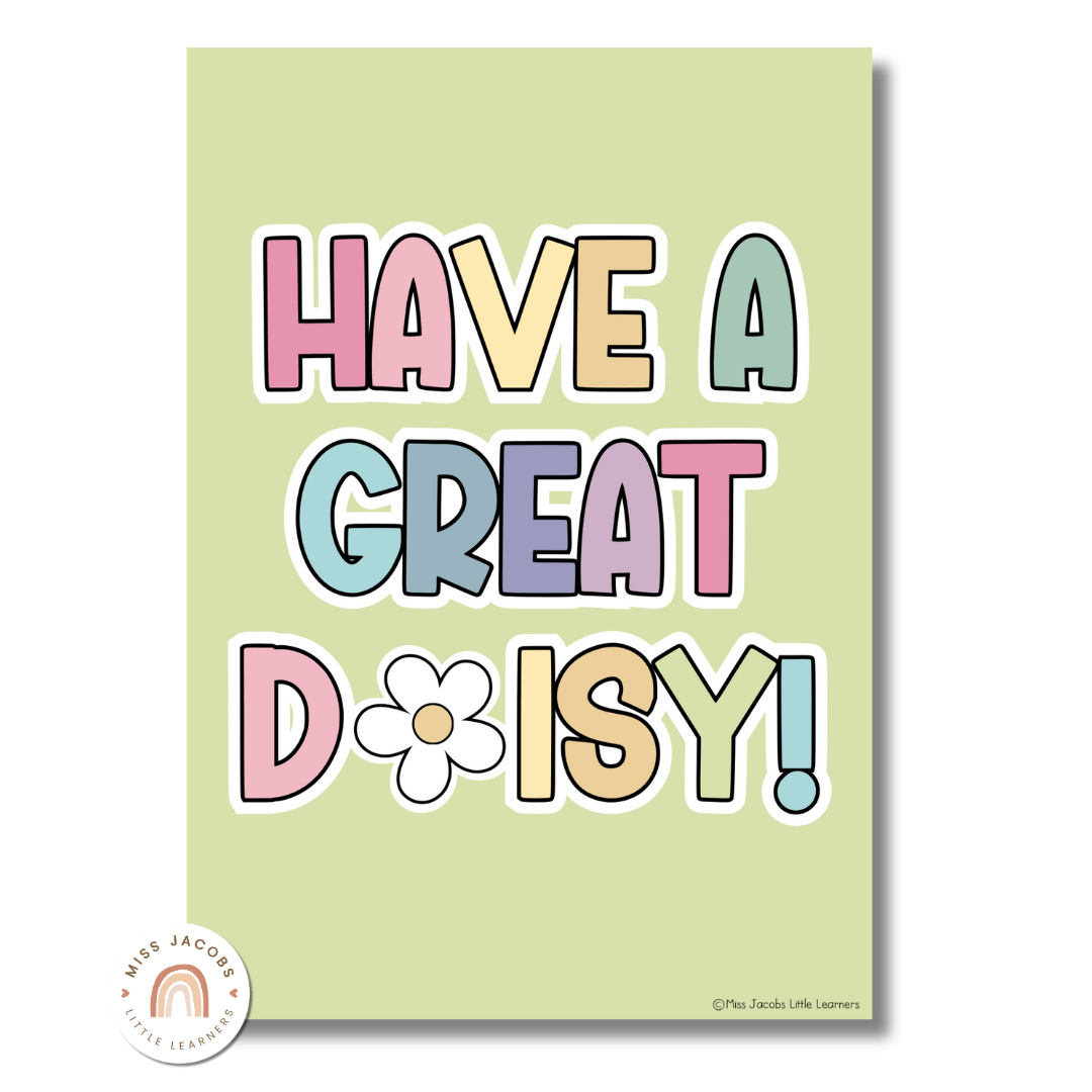 Motivational Classroom Posters - Growth Mindset - Daisy Gingham Pastels