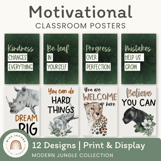 Motivational Classroom Posters - Modern Jungle Decor – Miss Jacobs ...