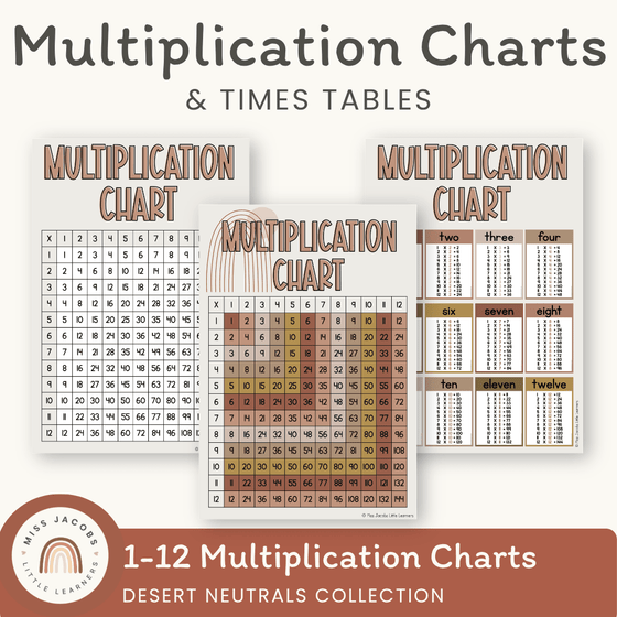 Times Tables Charts with Multiplication Facts | Boho Vibes – Miss ...