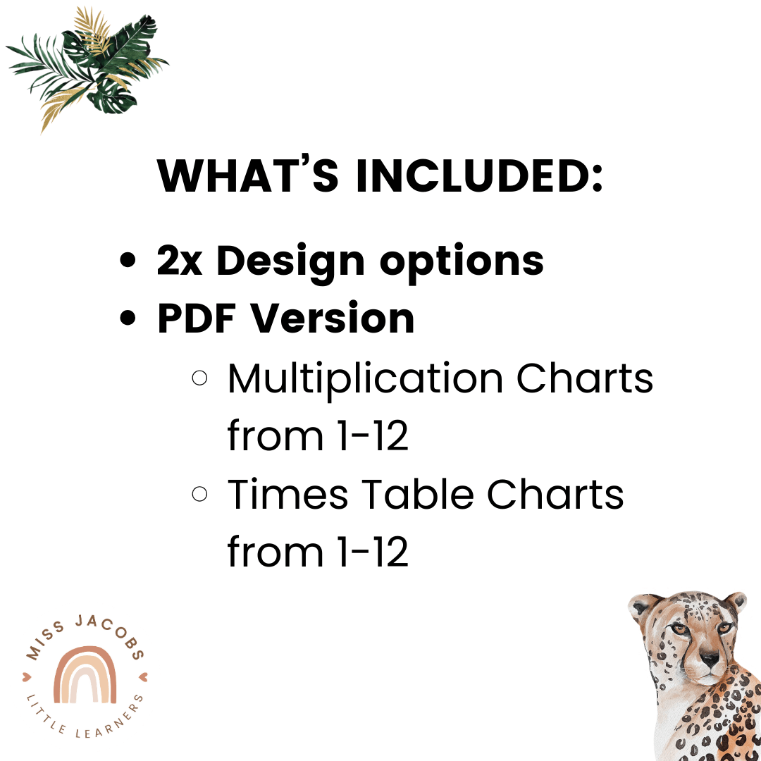 Times Tables Charts with Multiplication Facts | Modern Jungle