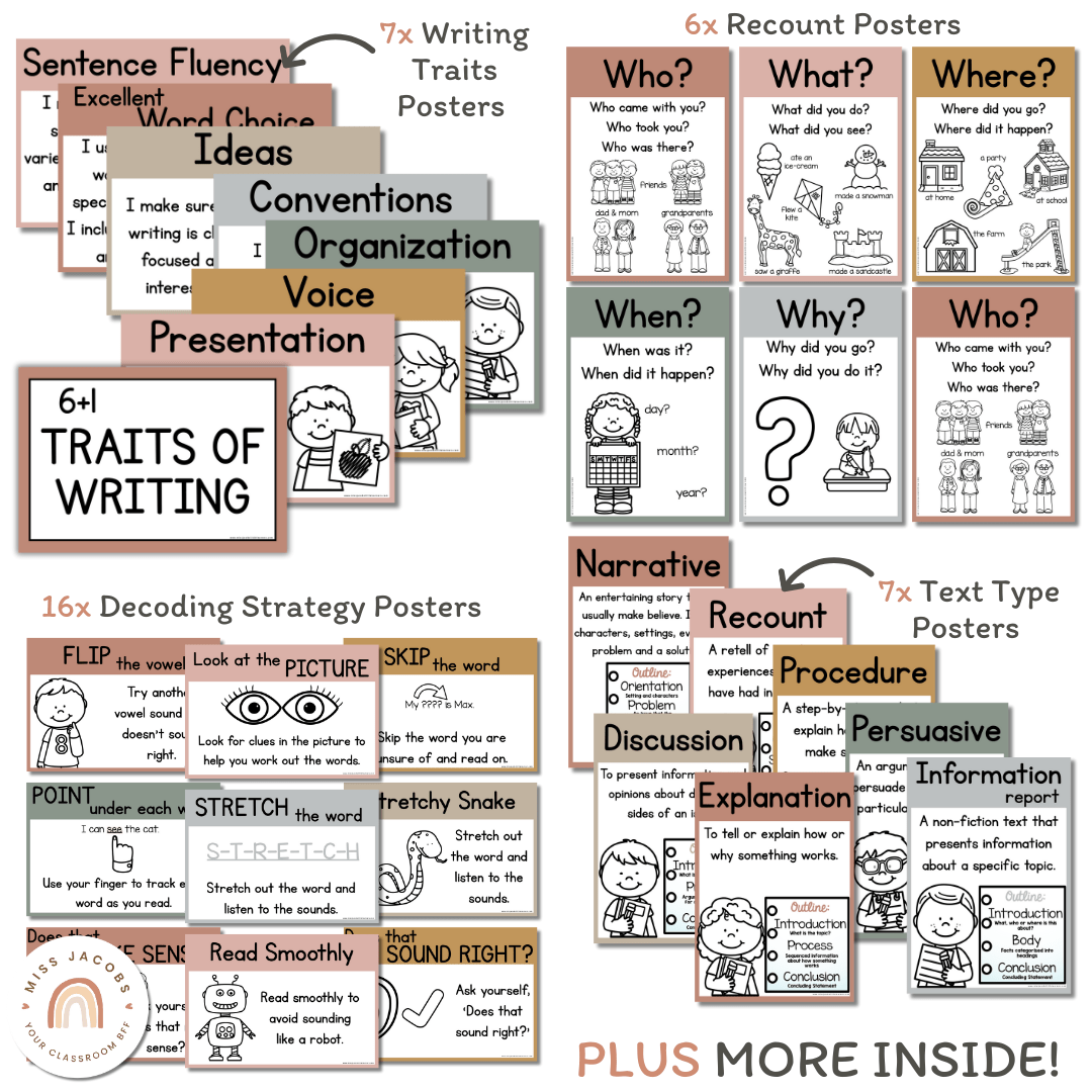 Boho Neutrals Collection English Posters Decor - Miss Jacobs